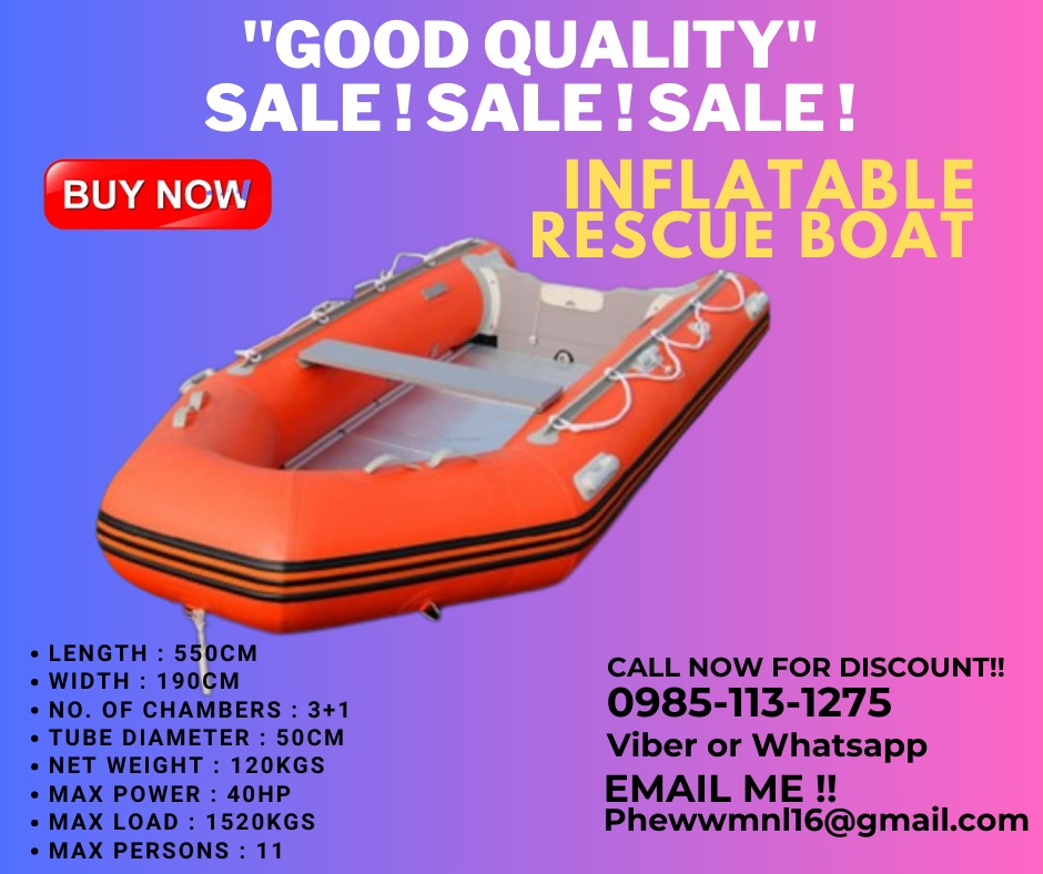 INFLATABLE RUBBER RESCUE BOAT 11 PERSON CAPACITY, Sports Equipment ...