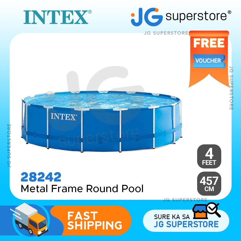 Intex 28242 Metal Frame 15ft x 48in Round Pool Set with Filter Pump for ...