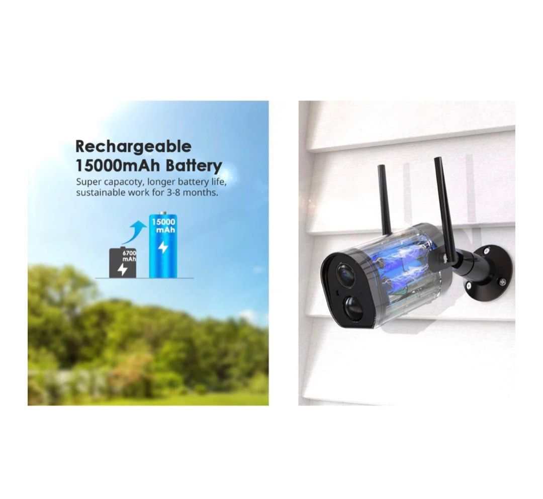 Kamtron ZS-GX6S Security CCTV IP Battery Powered Wireless Camera Indoor ...