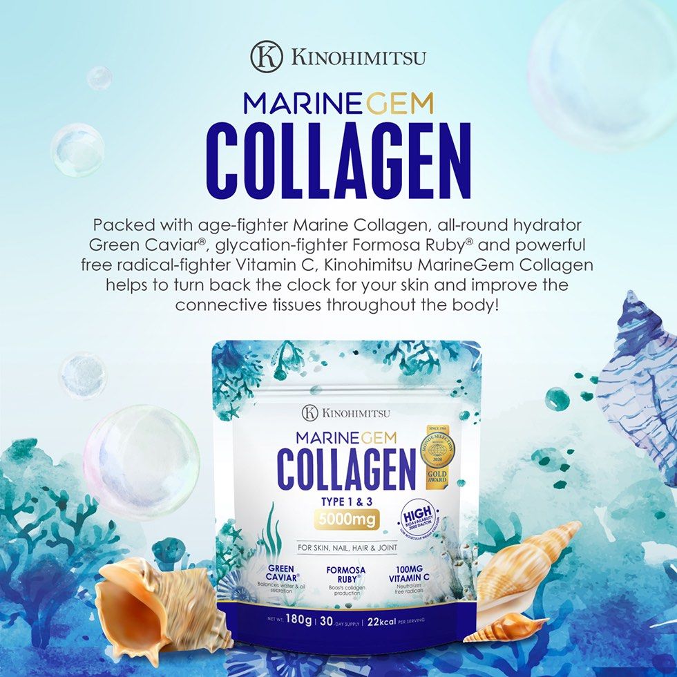 Kinohimitsu collagen powder ( marine gem | type 1 & 3 collagen | skin ...