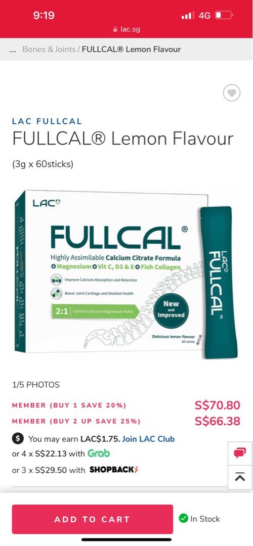 LAC fullcal lemon flavour, Health & Nutrition, Health Supplements ...