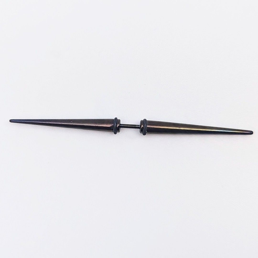 Large Black Double Spike Septum Bar Cone 316L Stainless Steel Jewellery ...