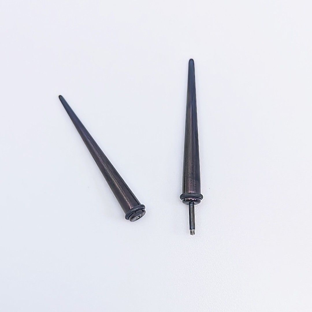 Large Black Double Spike Septum Bar Cone 316L Stainless Steel Jewellery ...