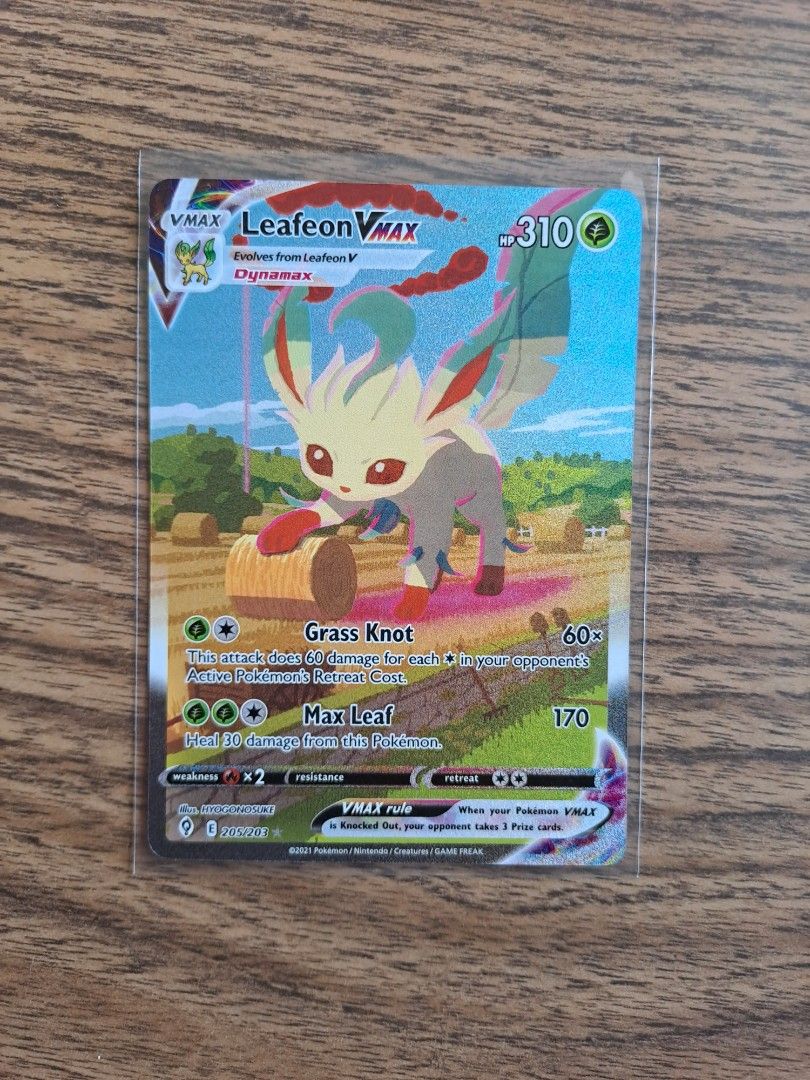 Leafeon Vmax AA Alternate Art ES Evolving Skies Pokemon Card, Hobbies ...