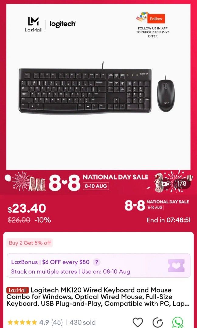 Logitech Mk120 Keyboard Only Computers And Tech Parts And Accessories Computer Keyboard On Carousell