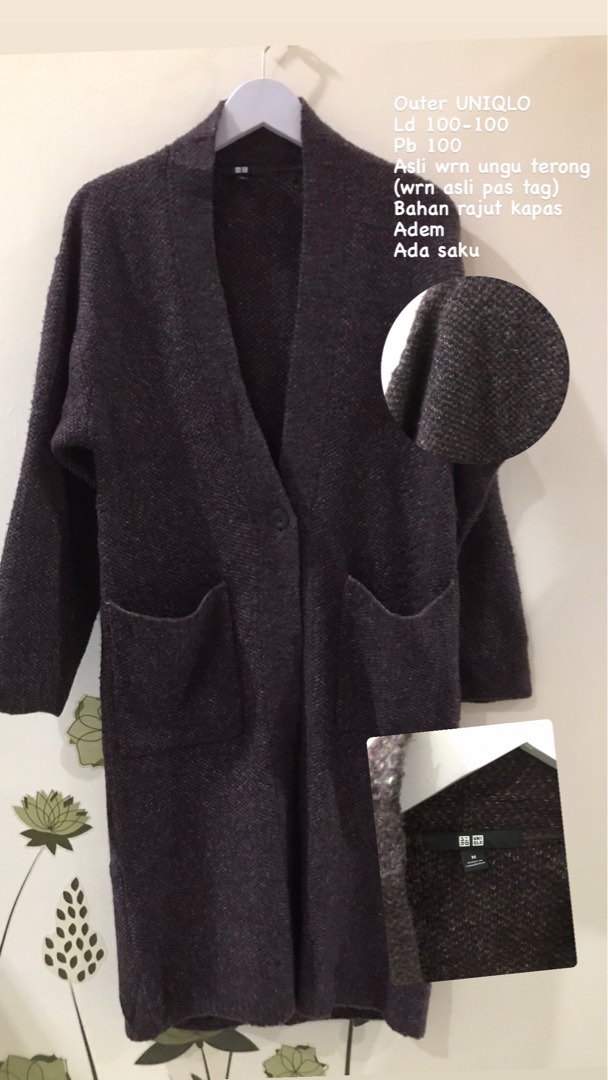 Long Outer Uniqlo, Fesyen Wanita, Pakaian Wanita, Baju Luaran di Carousell