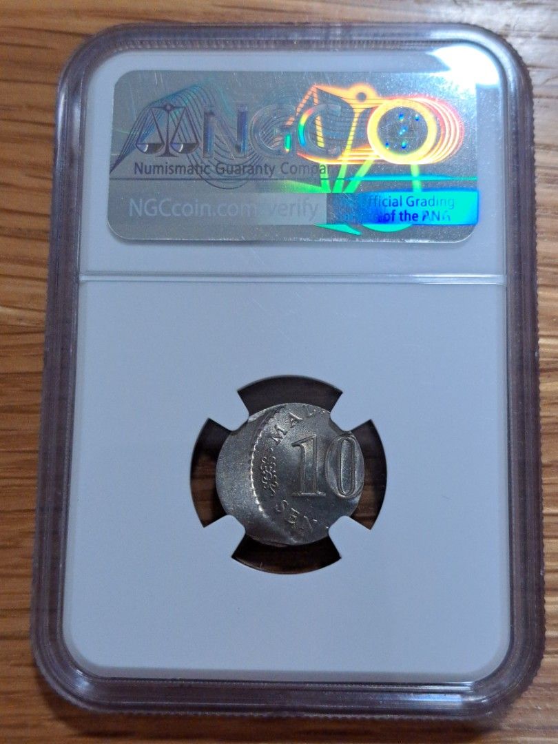 Malaysia 1st Series 10 Sen Off Center on Foreign Planchet NGC Mint ...