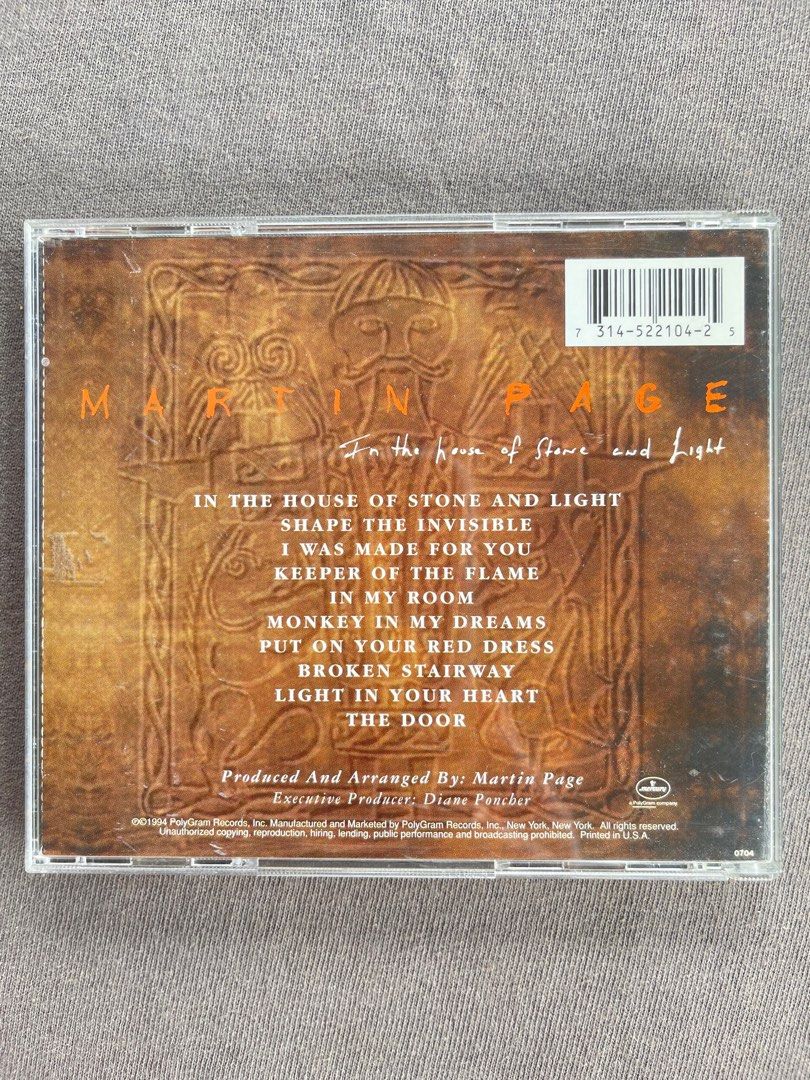 MARTIN PAGE - IN THE HOUSE OF STONE AND LIGHT, Hobbies & Toys, Music ...