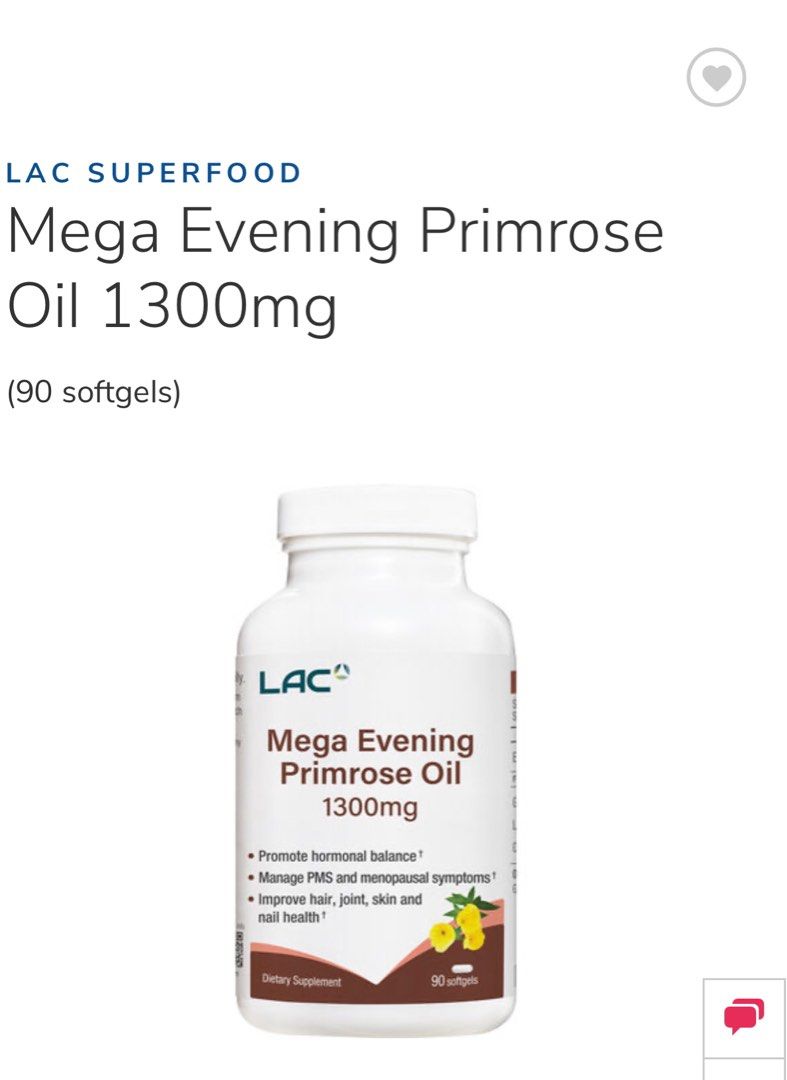 Mega evening primrose oil 1300g, Health & Nutrition, Health Supplements ...
