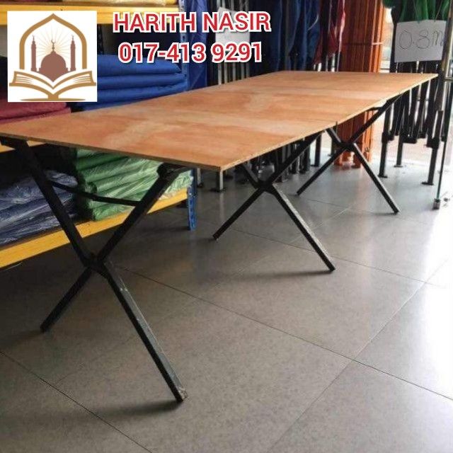 Meja lipat besi pasar malam panjang 6 kaki ready stock, Furniture ...
