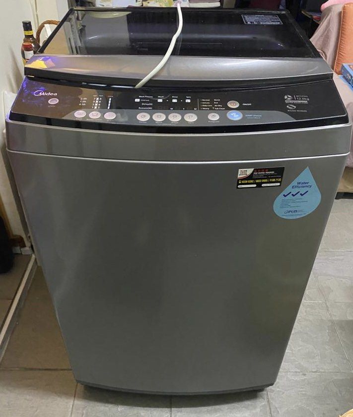 Midea 12kg washing machine top load- MT1250G, TV & Home Appliances ...