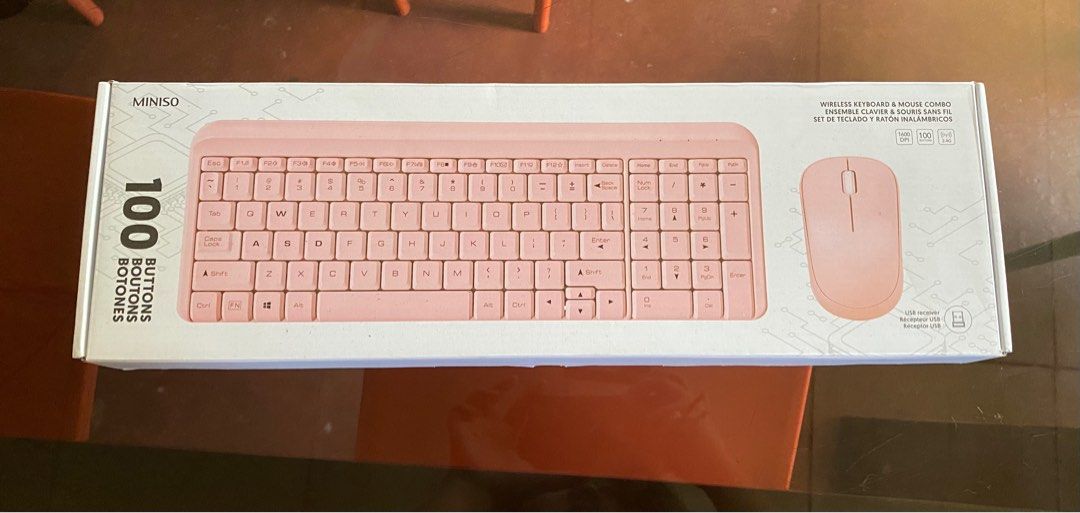 Miniso Pink Wireless Keyboard Mouse Set On Carousell