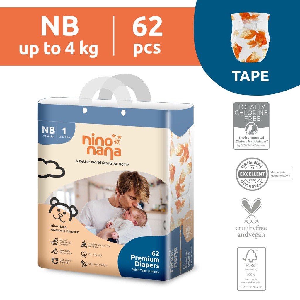 Nino nana NB diapers (goldfish print), Babies & Kids, Bathing ...
