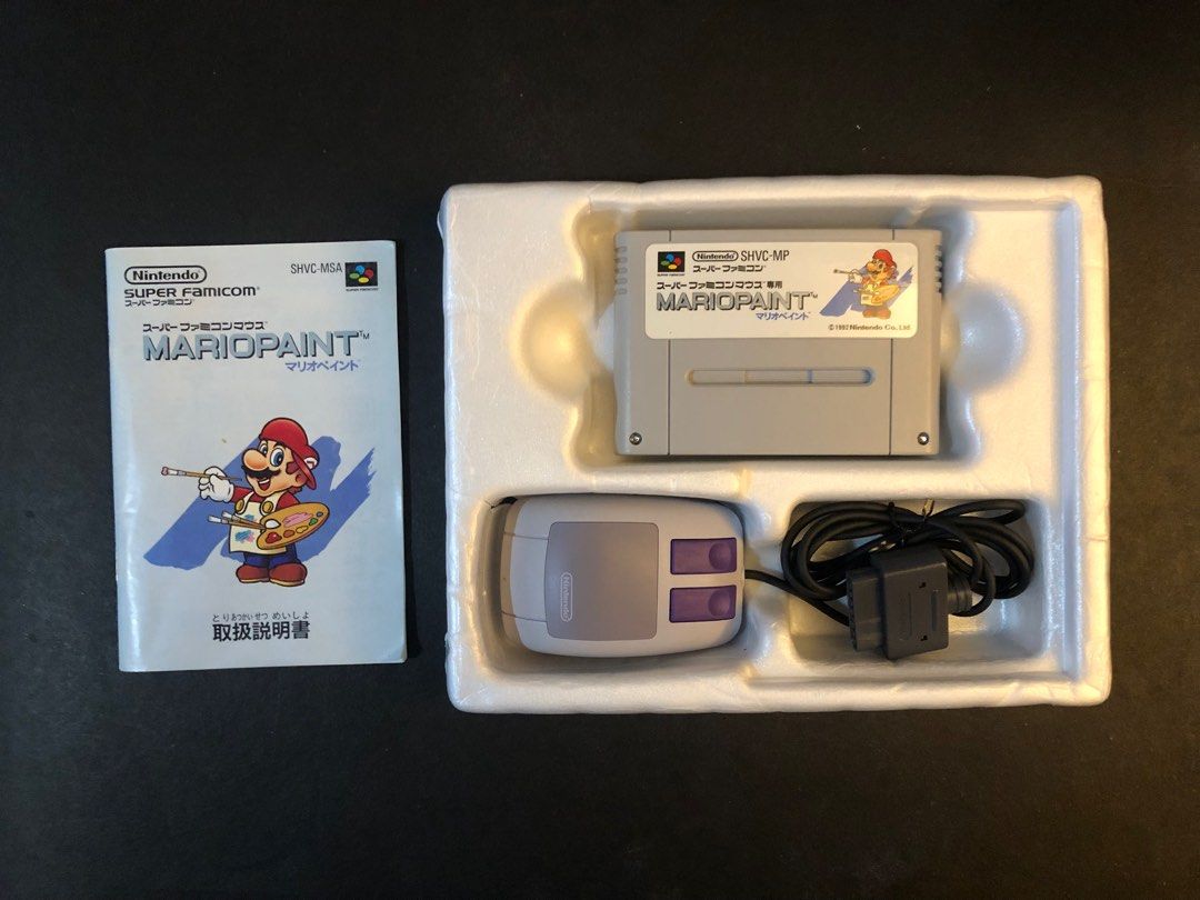 Nintendo Super Famicom Super Mario Paint Cartridge and Mouse with box ...