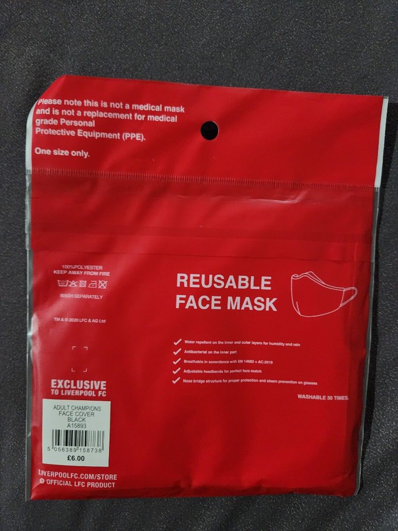 Official Liverpool champions reusable face mask, Health & Nutrition ...