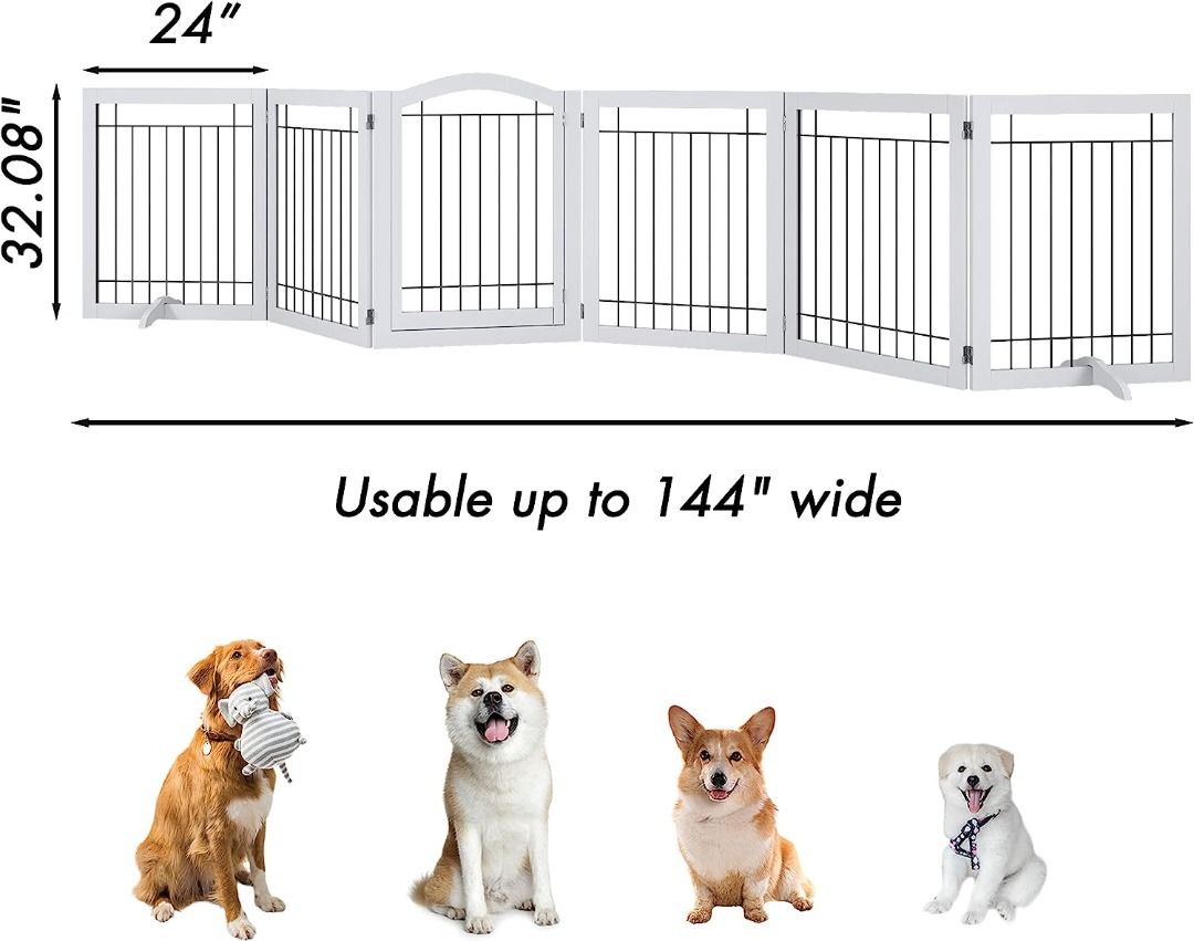 PAWLAND 144-inch Extra Wide 30-inches Tall Dog gate with Door Walk ...