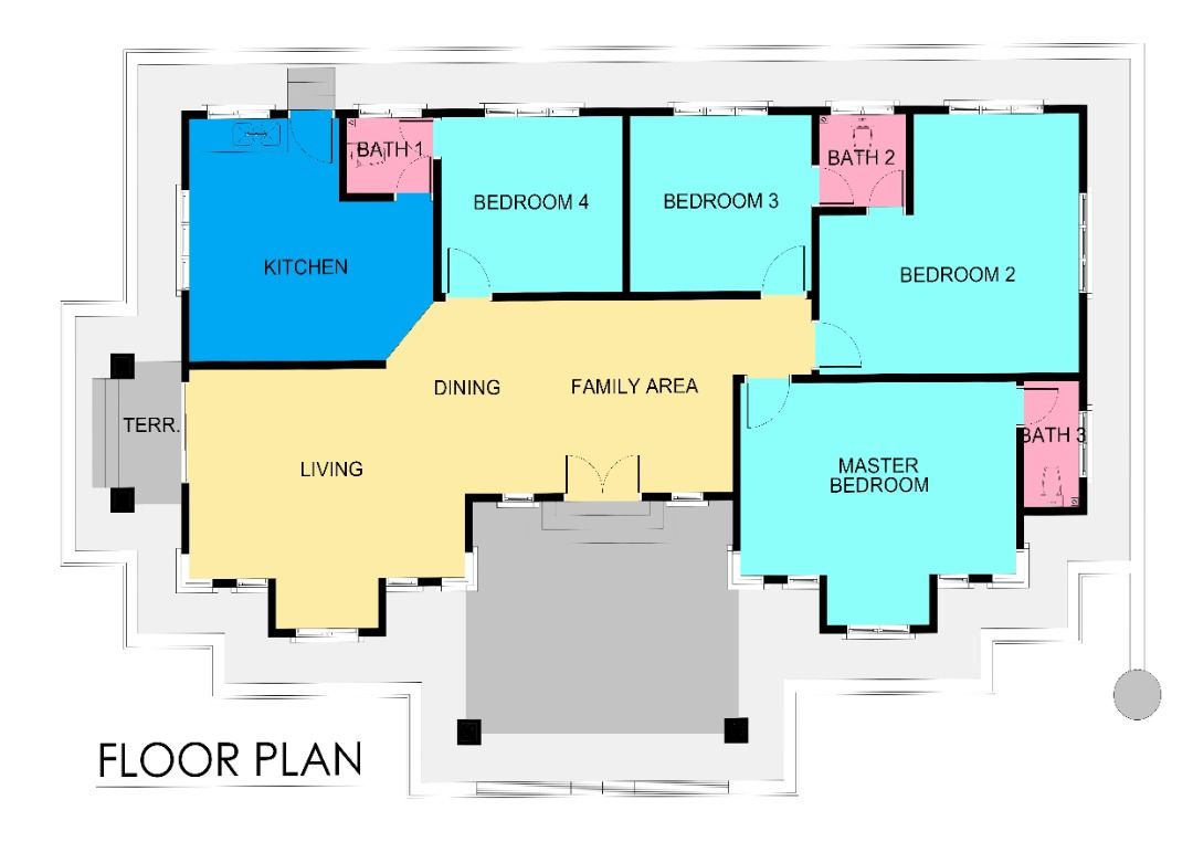 PELAN RUMAH BANGLO 1 TINGKAT 4 BILIK 3 TANDAS BERKELUASAN 1807 KAKI ...