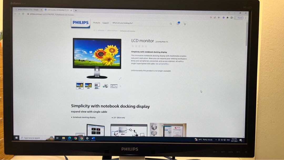 Philips Brilliance 231P 23 Inch Monitor, Computers & Tech, Parts ...