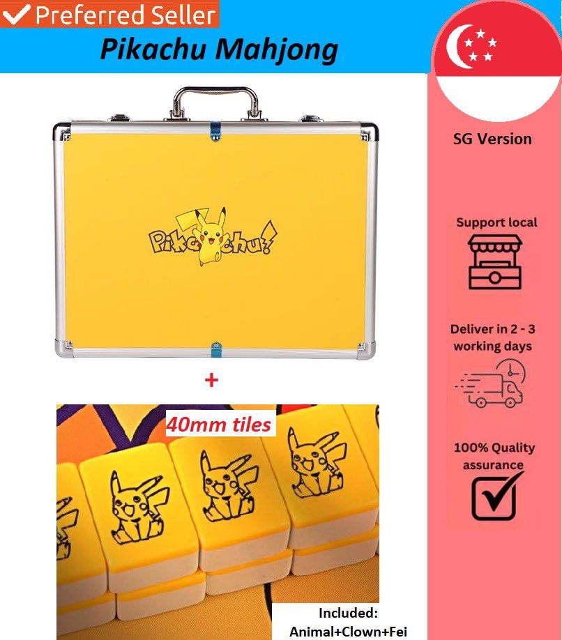 Pikachu Mahjong Set Limited Edition 156Tiles (With Animals+Clown+Fei ...