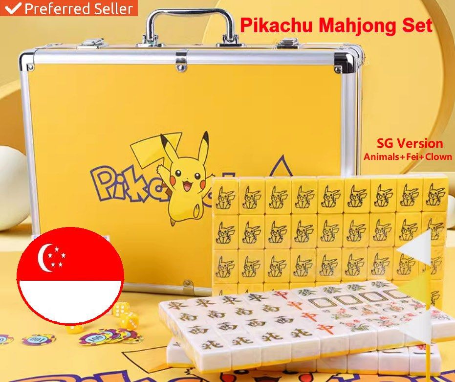 Pikachu Mahjong Set Limited Edition 156Tiles (With Animals+Clown+Fei ...
