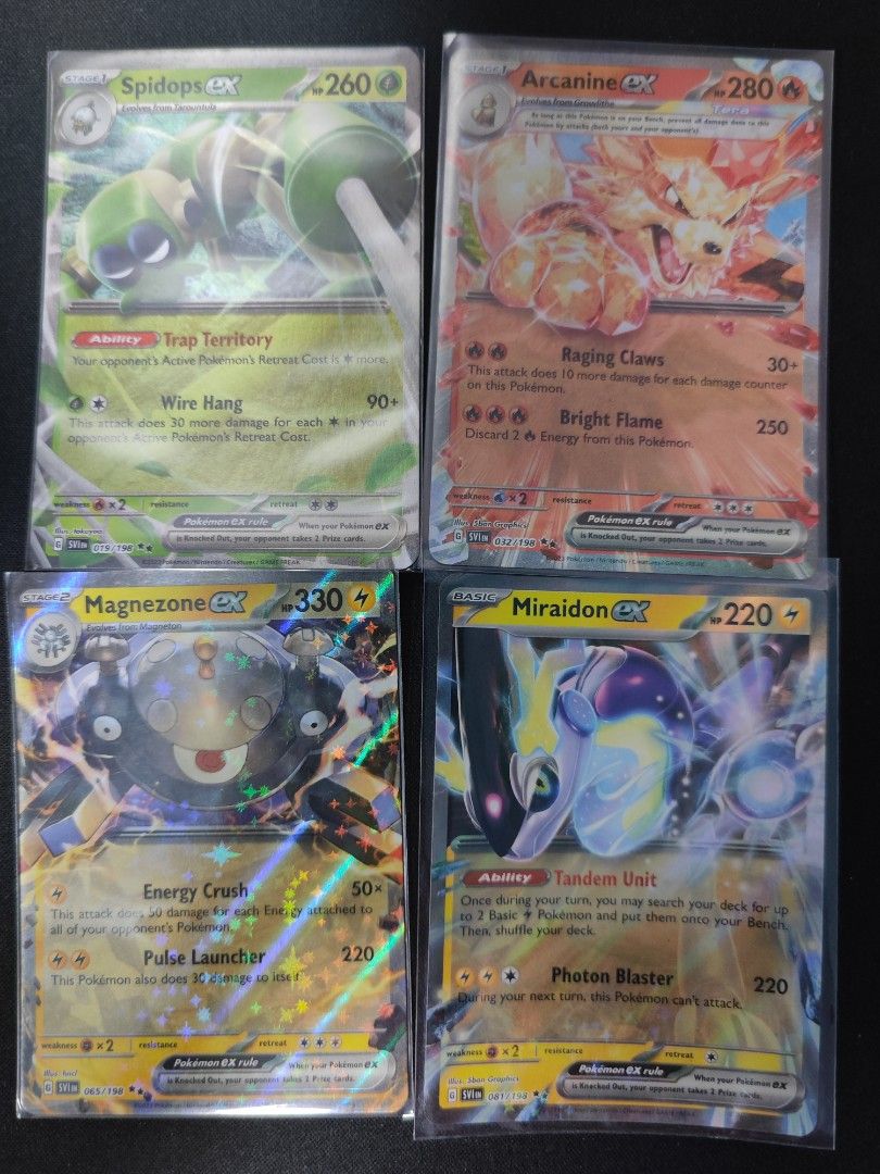 Spidops ex 019/198 Arcanine ex 032/198 sv1 sv01 sv01en Magnezone ex - 065/198 Miraidon ex - 081/ ...