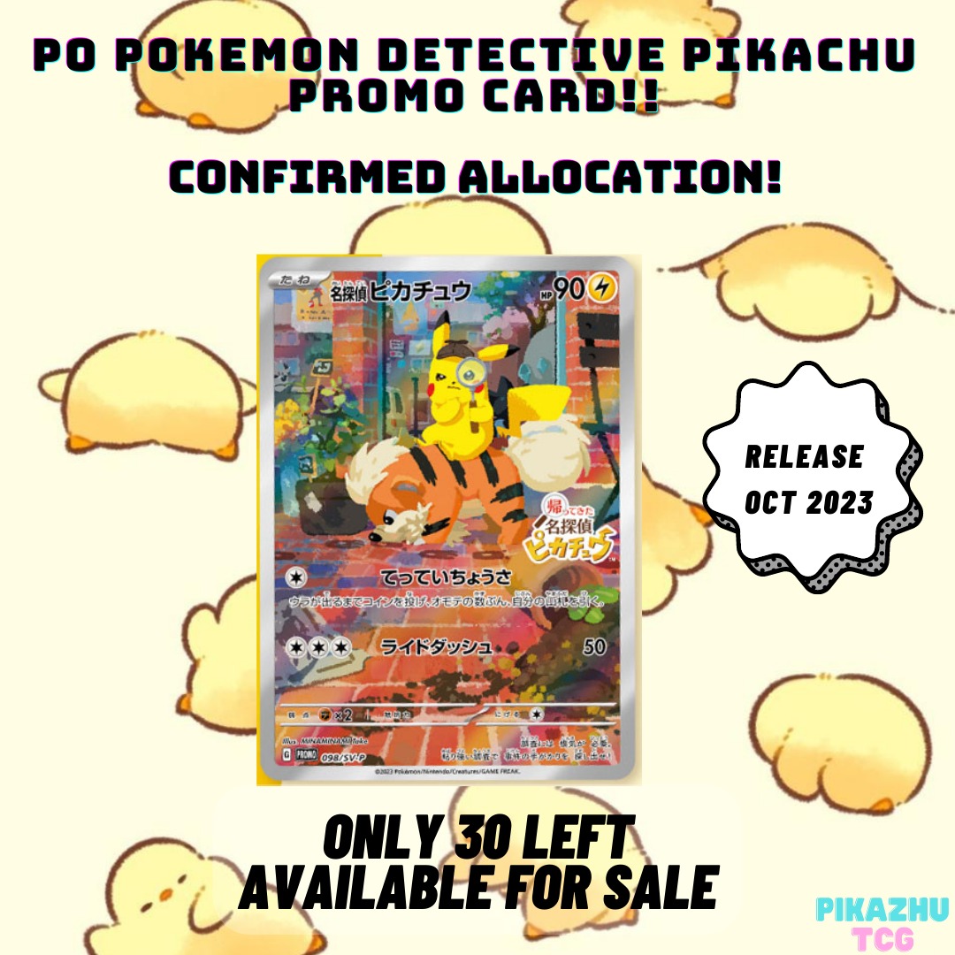 Pokemon Detective Pikachu Promo Card & Game/ Detective Pikachu/ Pokemon ...