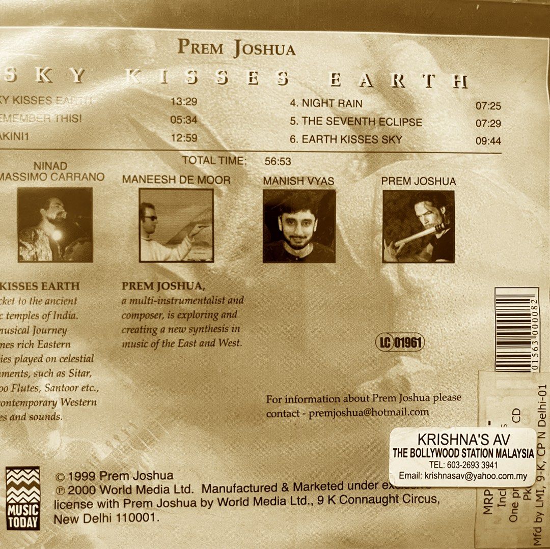 PREM JOSHUA- SKY KISSES EARTH CD, Hobbies & Toys, Music & Media, CDs ...