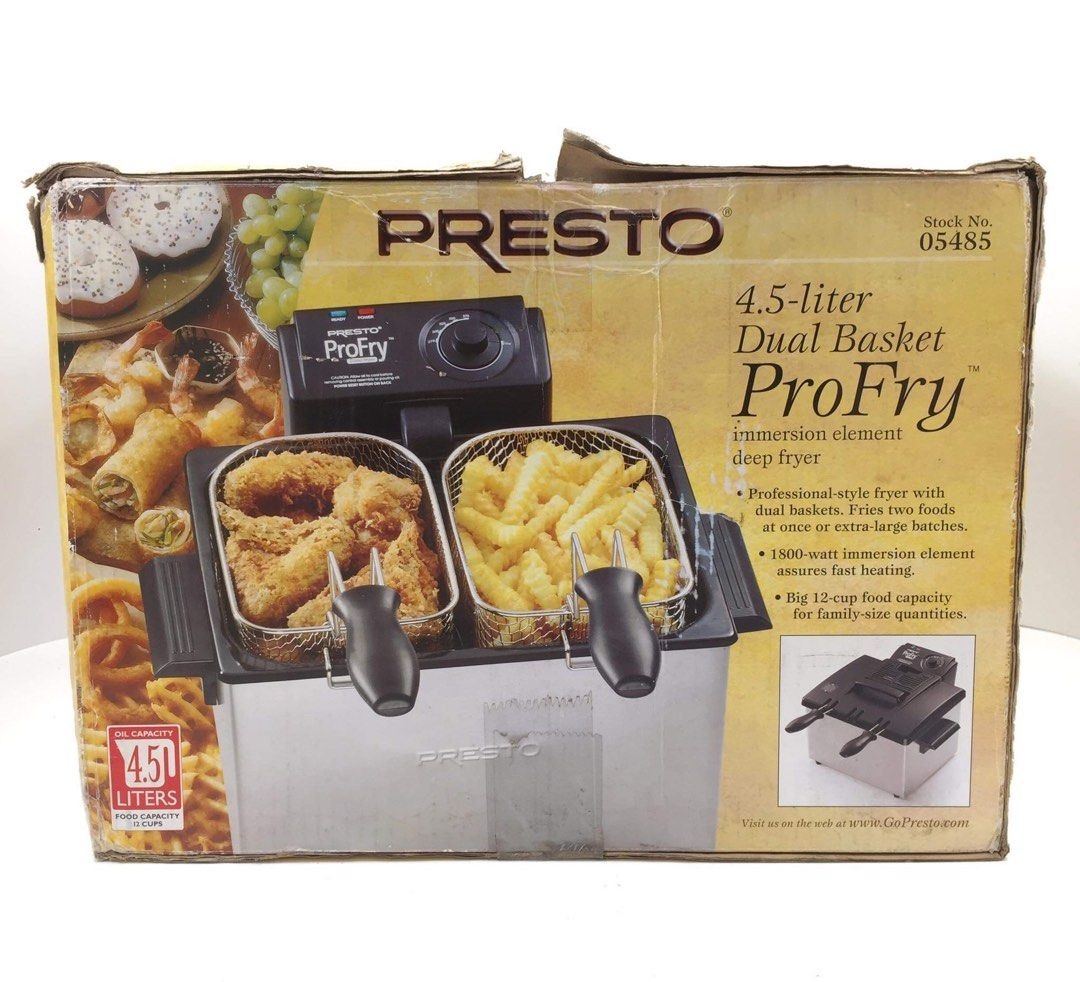 PRESTO 4.5 Liter Dual Basket ProFry Deep Fryer, TV & Home Appliances, Kitchen Appliances, Fryers ...