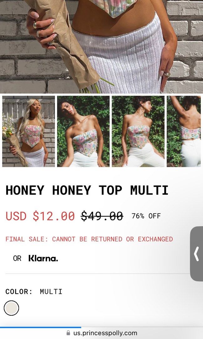 Princess Polly ‘Honey honey’ Top Corset in Multi, Women's Fashion, Tops ...