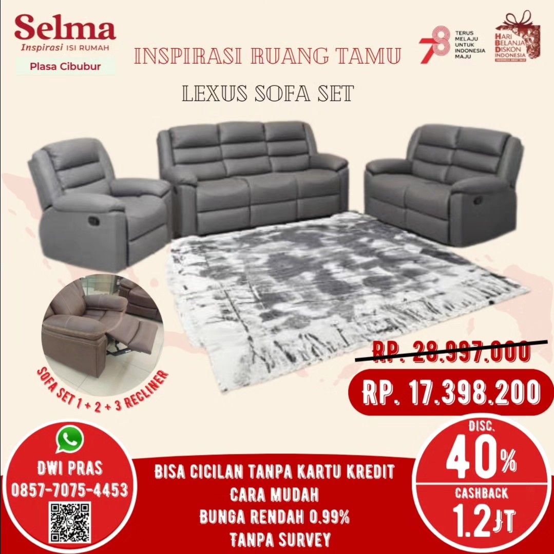 PROMO SOFA SET RECLINER WARNA ABU BISA CICILAN, Perabotan Rumah di ...