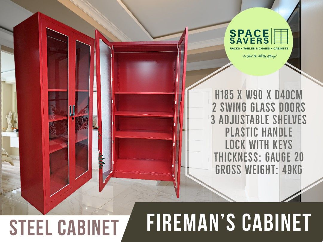 RED Fireman's Steel Cabinet, Furniture & Home Living, Furniture ...