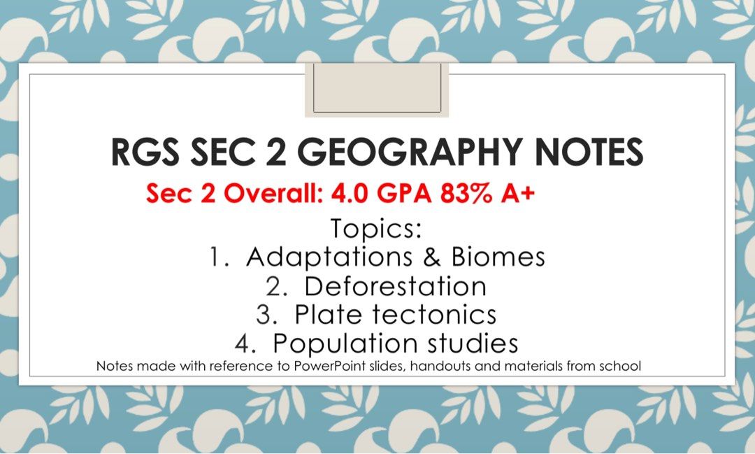 RGS Sec 2 Geography Notes, Hobbies & Toys, Books & Magazines, Textbooks ...