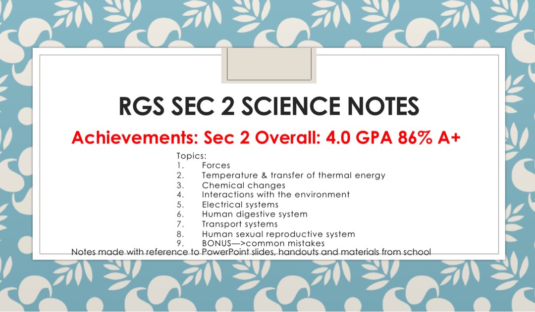 RGS Secondary 2 Science Notes, Hobbies & Toys, Books & Magazines ...