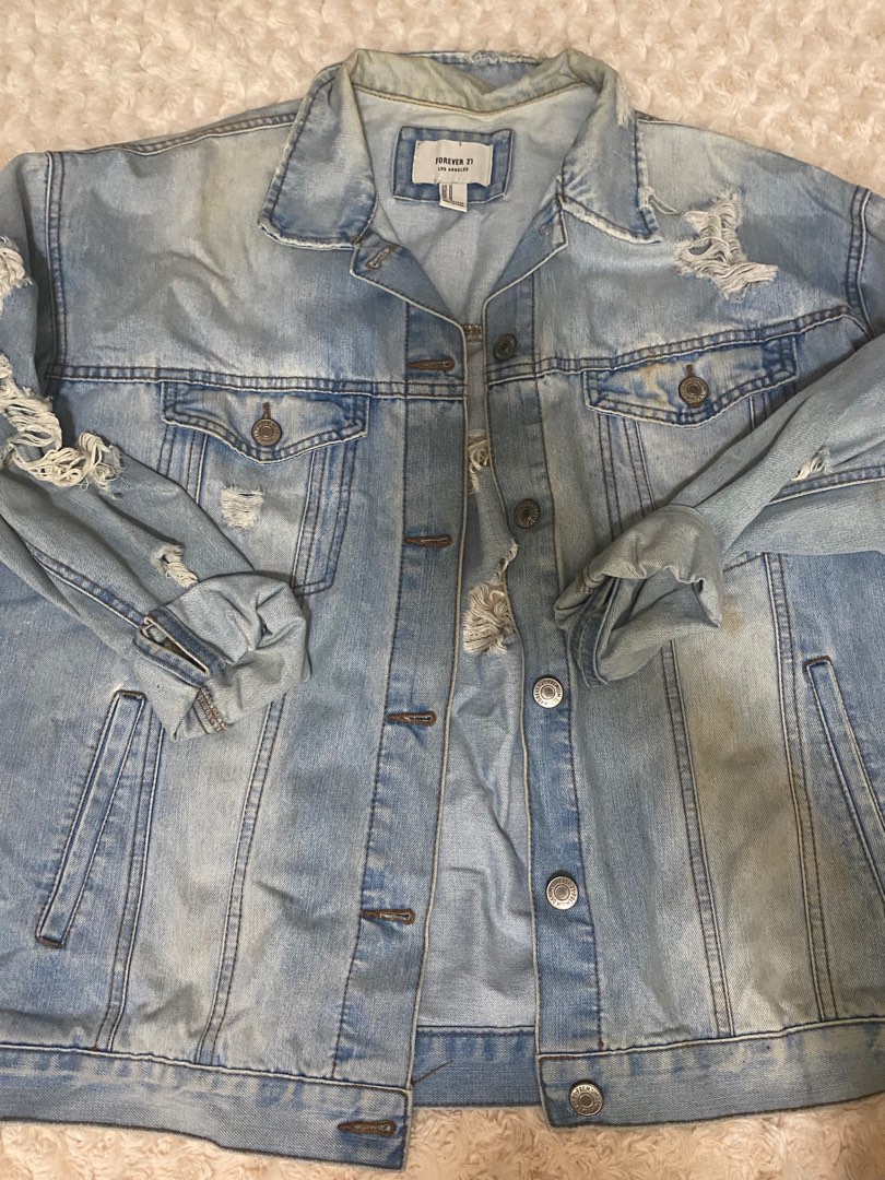 Ripped Denim Jacket on Carousell