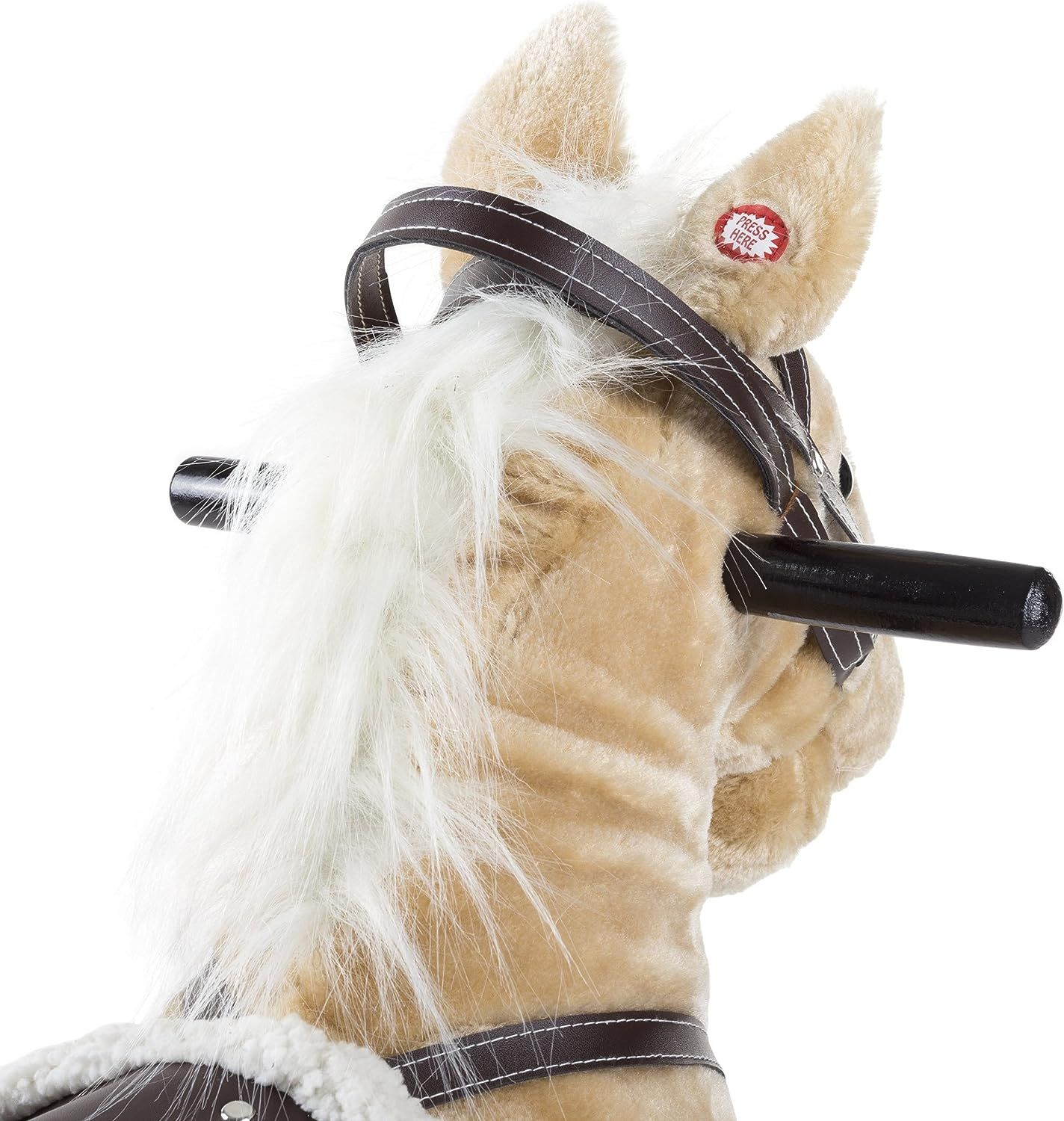 Rocking Horse Plush Animal on Wooden Rockers with Sounds, Stirrups ...