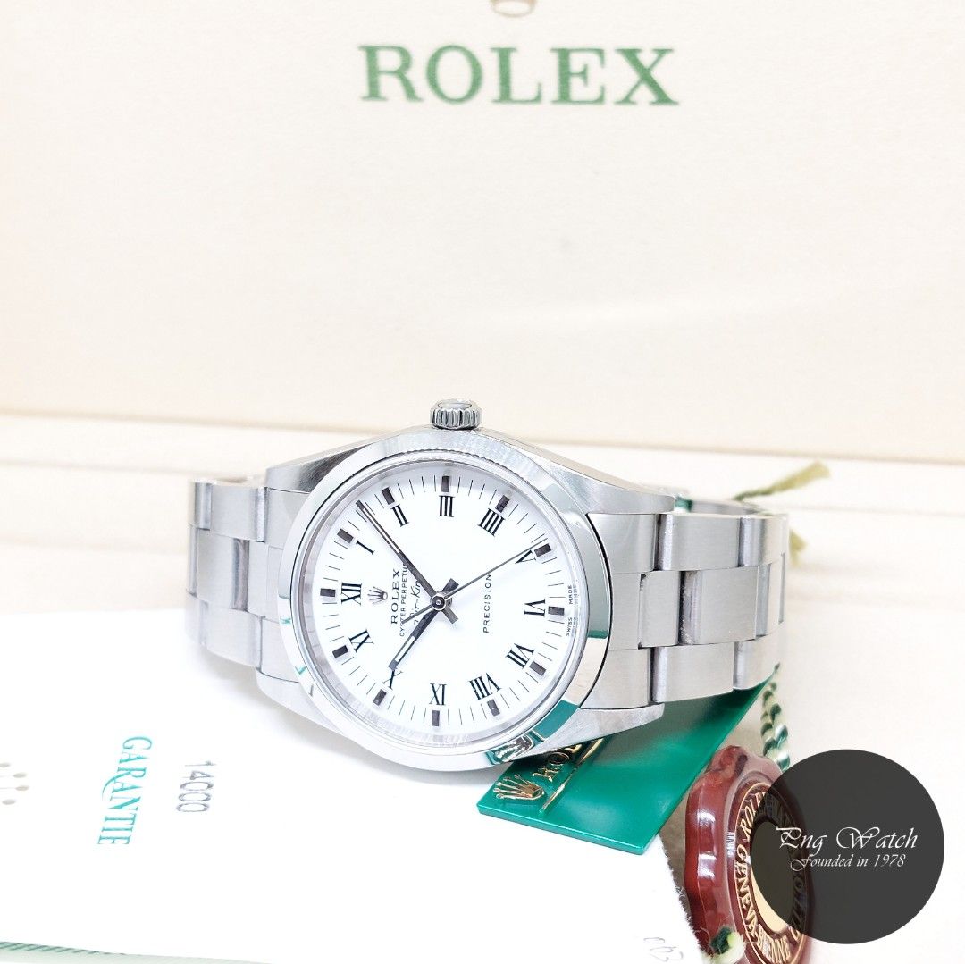 (NOT AVAILABLE) Rolex 34mm White Roman Dial Air-King REF: 14000 (A ...