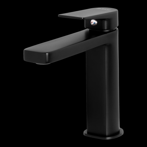 Rubine Basin Mixer Tap In Electroplated Matt Black Razzo Series ...