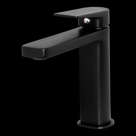 Rubine Basin Mixer Tap In Electroplated Matt Black Razzo Series ...
