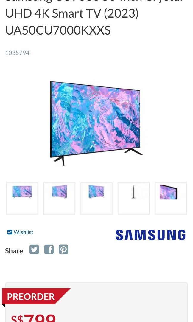 Samsung CU7000 50-inch Crystal UHD 4K Smart TV, TV & Home Appliances ...