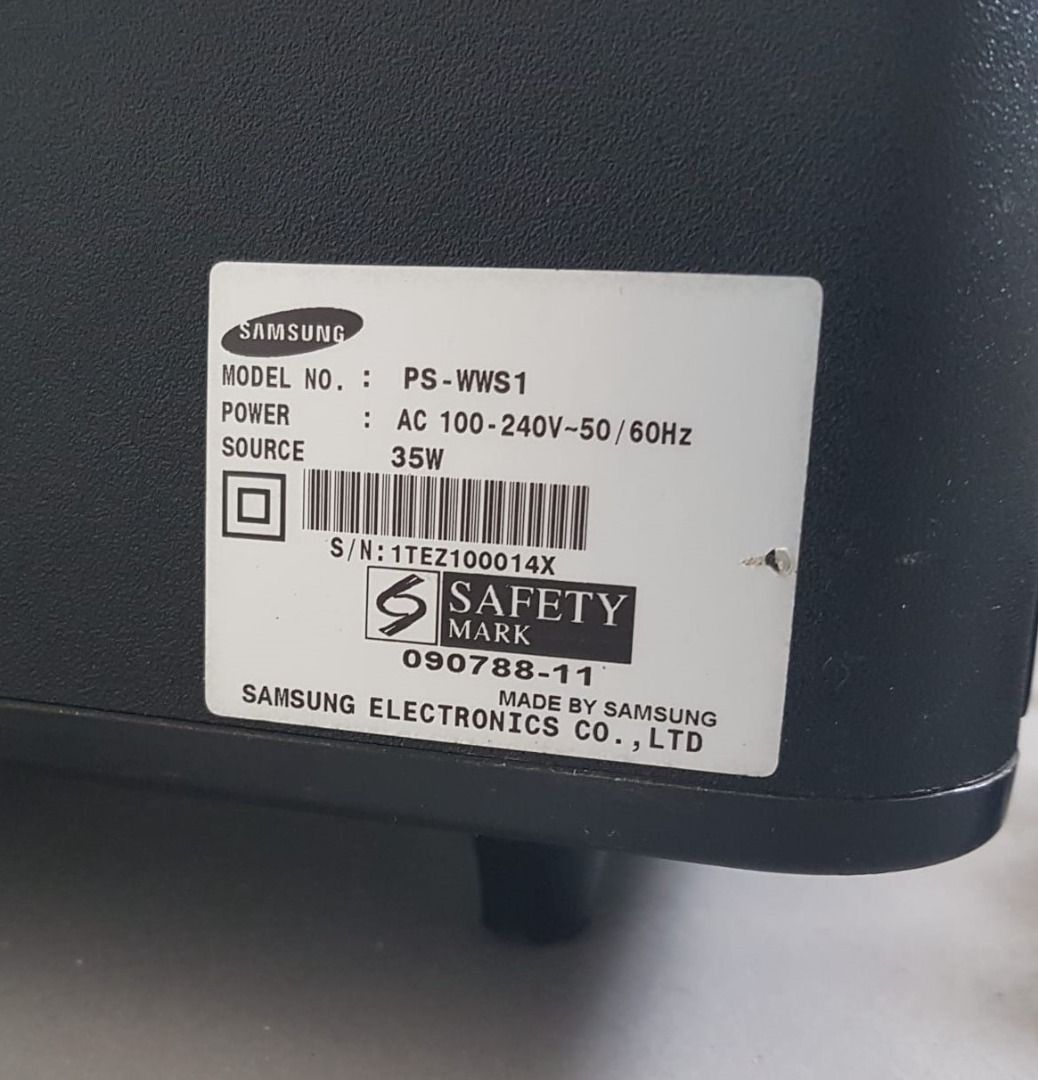 Samsung Wireless Subwoofer, Model PS-WWS1, Bluetooth, Active Subwoofer ...