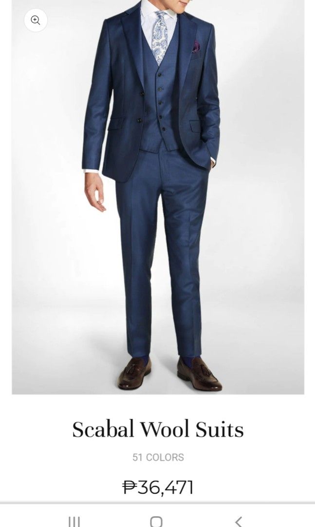 Scabal Big Vision Wool and Cashmere Tuxedo Coat suit Gray n Red on ...