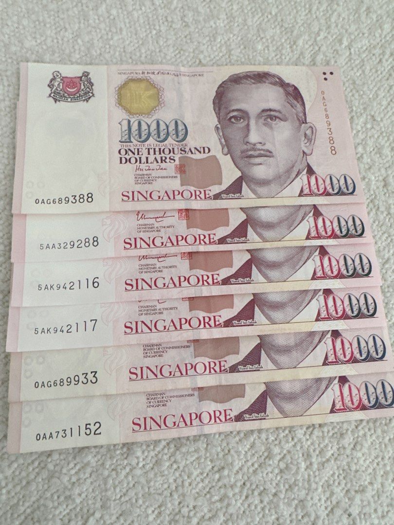 SGD $1000 note, Hobbies & Toys, Memorabilia & Collectibles, Currency on ...