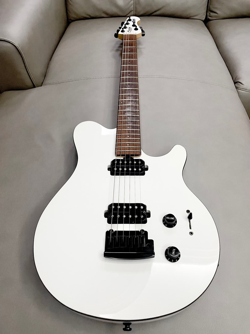 Sterling by Music Man AX3S Axis Electric Guitar, Jatoba FB, White w ...