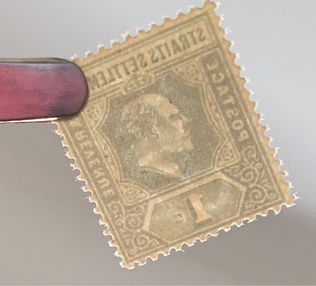 Straits Settlements 1902 King Edward 1c green watermark Crown CA clean ...