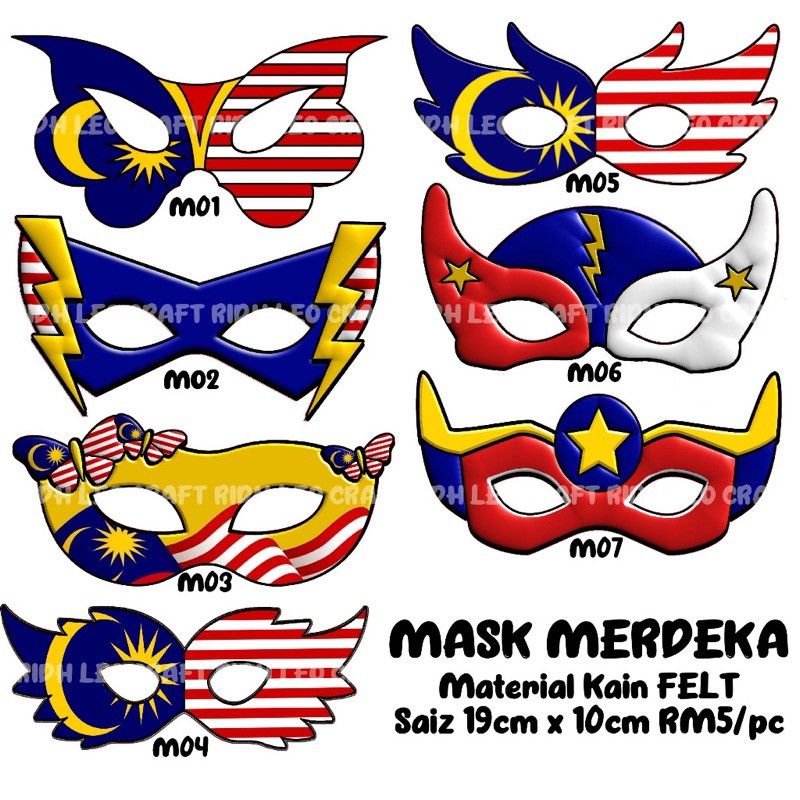 Topeng Mata Kain Felt Kukuh Tahan Lasak Mask Mata Merdeka Design ...