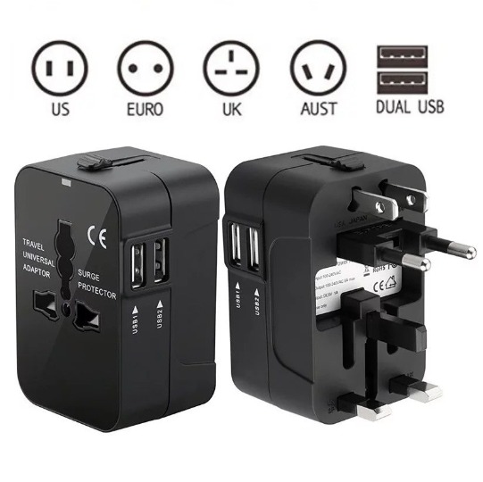 Universal Compact Travel Adapter Wall Plug with USB PD ports, Mobile ...