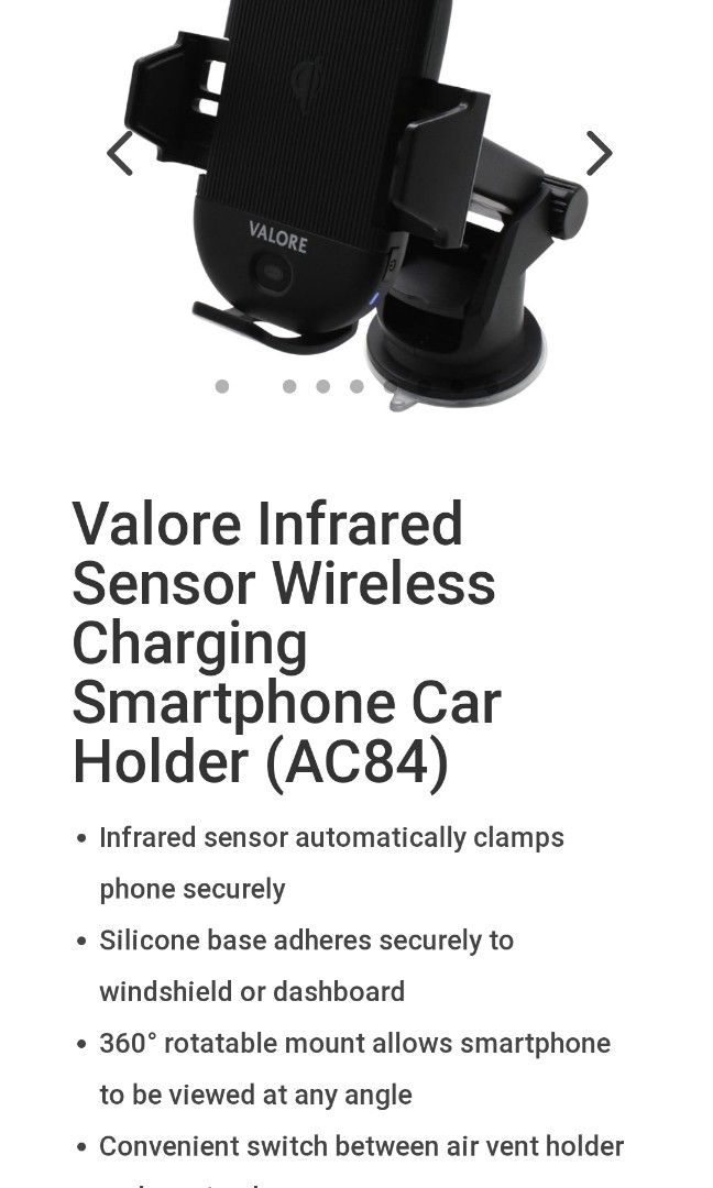 Valore Infrared Sensor Wireless Charging Smartphone Car Holder, Mobile ...