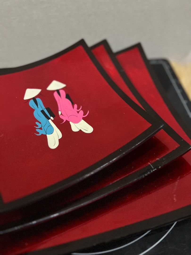 Vietnamese Curve Square Decorative Lacquer Plates on Carousell