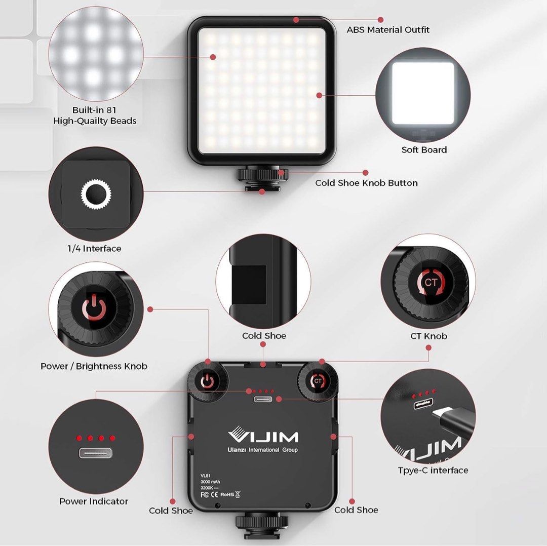 VIJIM VL81 RECHARGEABLE BI-COLOR FILL LIGHT DIMMABLE, Photography ...