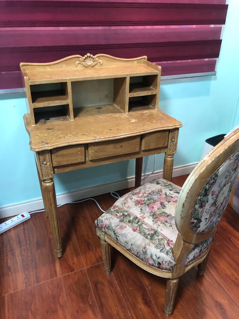 Wooden Writing Table and Matching Chair, Furniture & Home Living ...